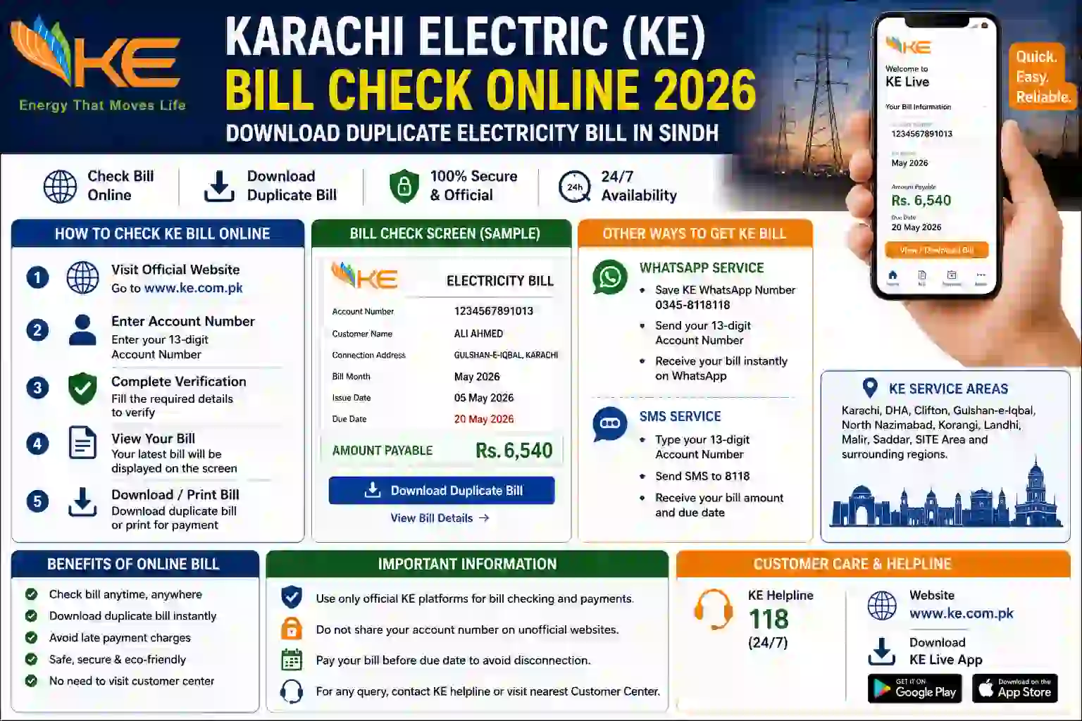 Karachi Electric (KE) Bill Check Online 2026 – Download Duplicate ...